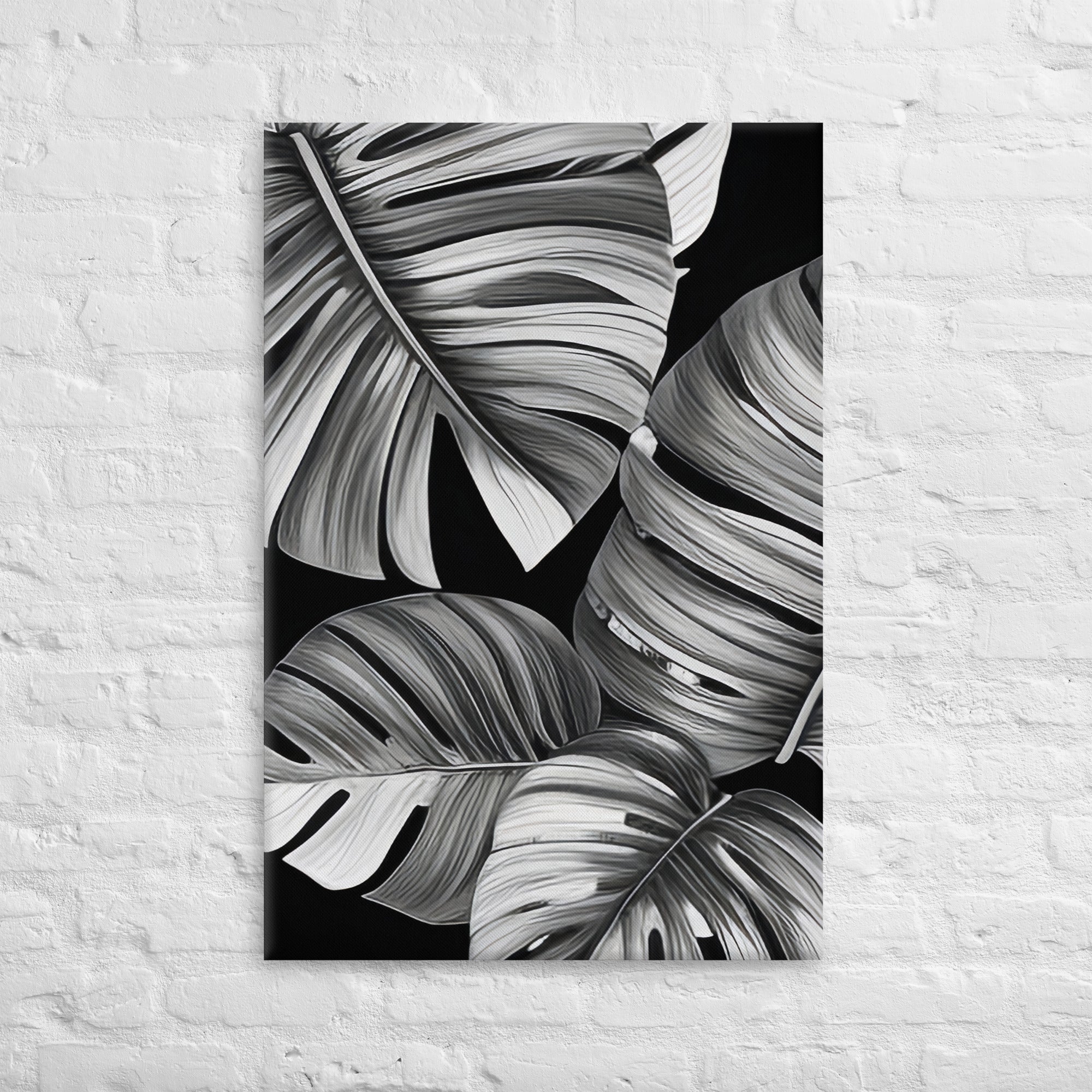 Monochrome Leaves Canvas – StudiOnline